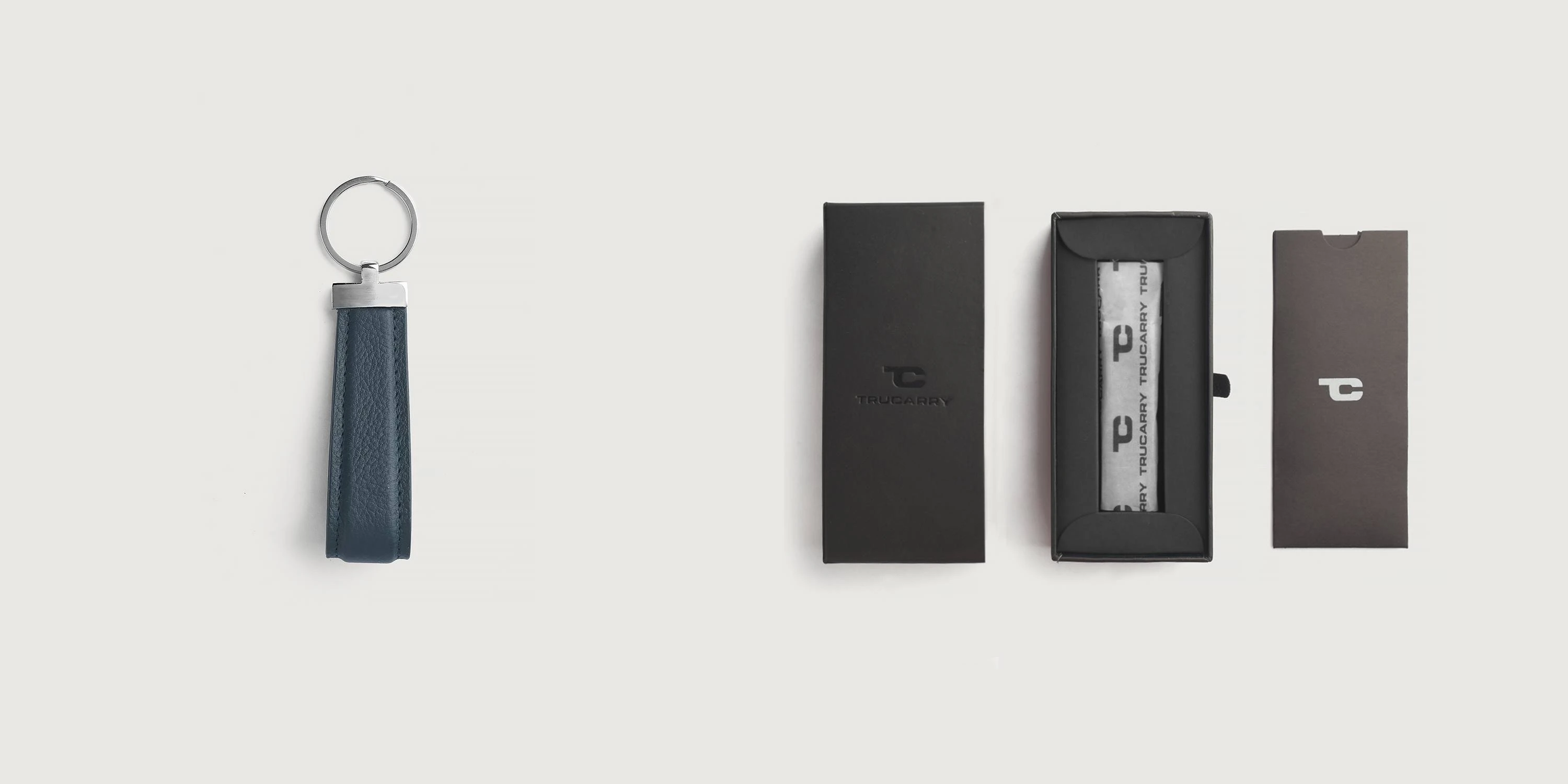 Elroy Blue Leather Keychain For Men & Women - The Jacket Maker