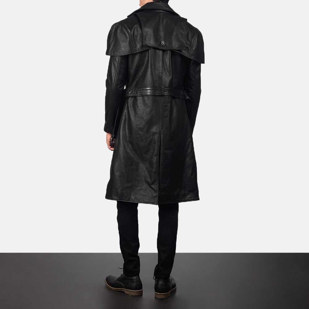 Men's Deux Black Leather Duster
