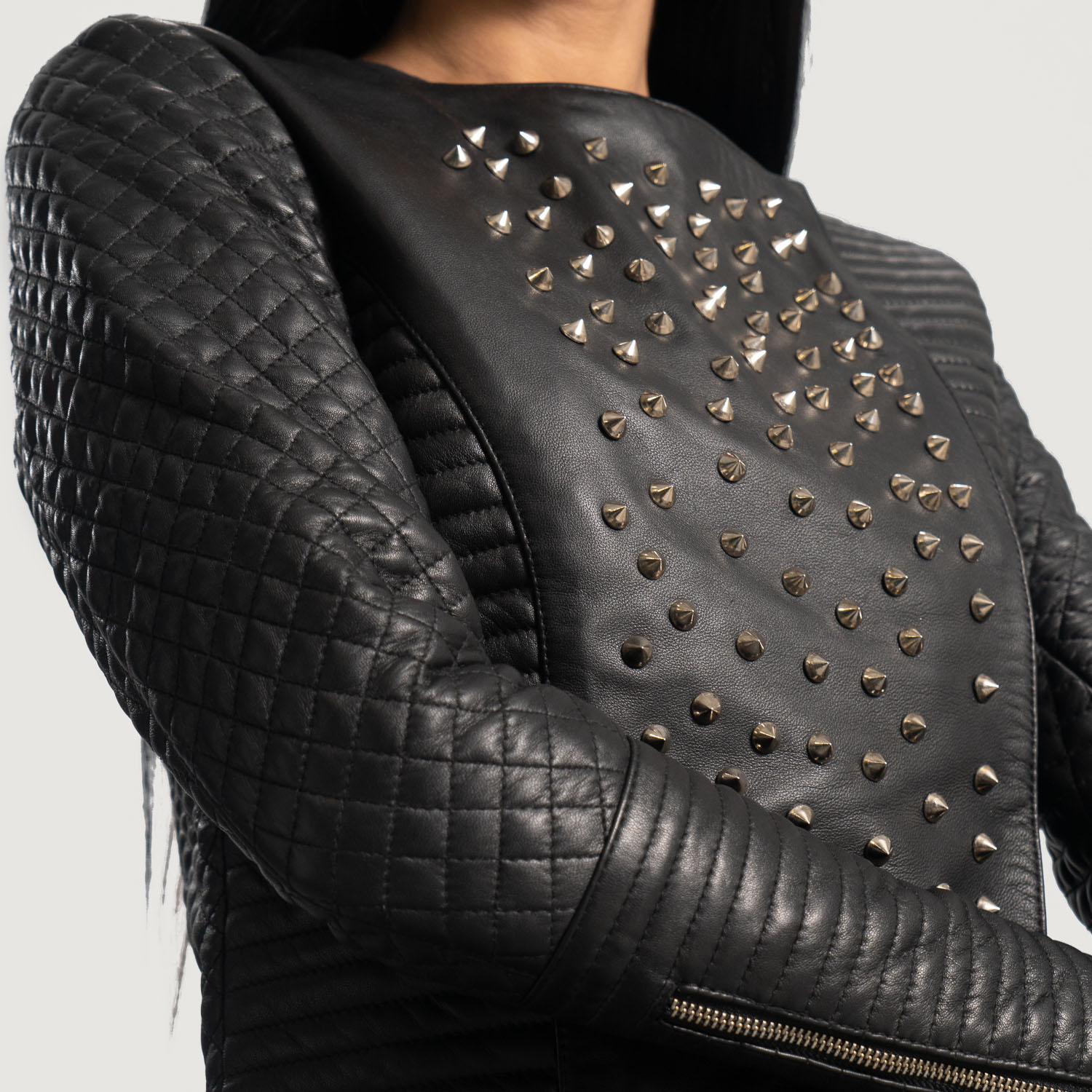 Studded Leather Jacket Women